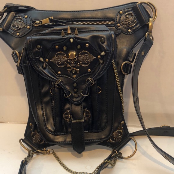 Vintage | Bags | Biker Bag Wth Crossbody And Leg Straps With ...